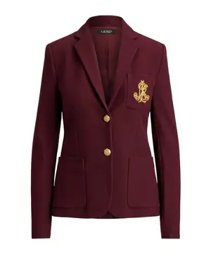 Ralph Lauren Anfisa Cotton Long Sleeve Monogram Blazer - Brown