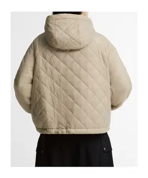 Barbour Beige Hooded Quilted Jacket