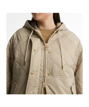 Barbour Beige Hooded Quilted Jacket