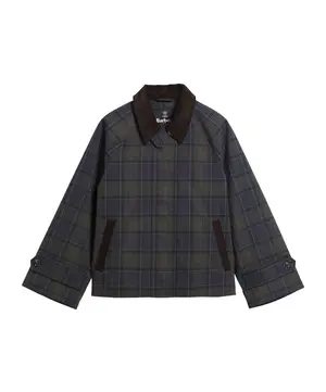 Barbour Cropped Plaid Wool Jacket - No