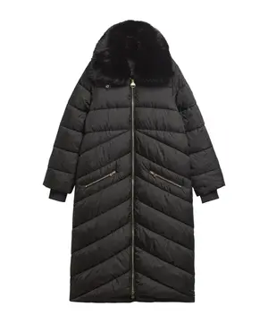Barbour Long Quilted Coat - Black