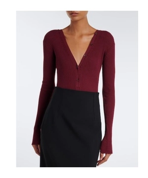 MUGLER Ribbed-knit Cotton Bodysuit - Red