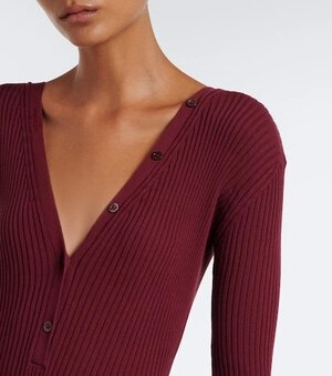 MUGLER Ribbed-knit Cotton Bodysuit - Red