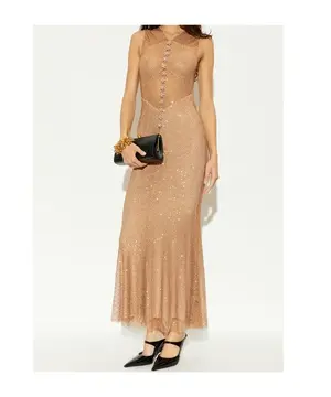 SELF-PORTRAIT Crystal-embellished Mesh Maxi Dress