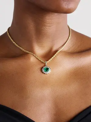 MARLO LAZ Emerald Diamond Necklace