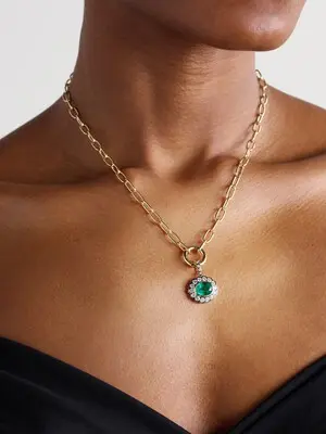 MARLO LAZ Emerald Diamond Necklace