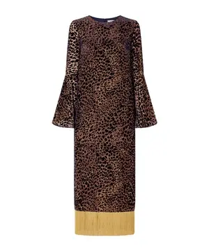 Borgo De Nor Astoria Fringed Leopard-jacquard Devoré Midi Dress - Multicolor