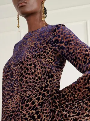Borgo De Nor Astoria Fringed Leopard-jacquard Devoré Midi Dress
