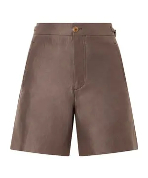 GOD'S TRUE CASHMERE Cropped Linen Shorts - Brown