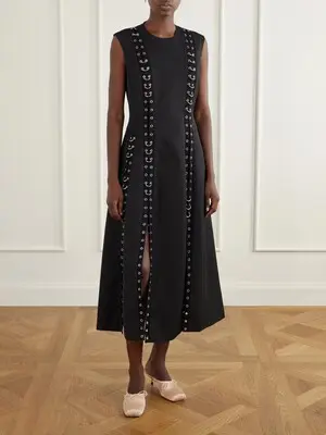 Simone Rocha Embellished Twill Midi Dress