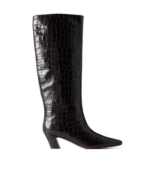 LOEFFLER RANDALL Croc-embossed Leather Tall Boots - No