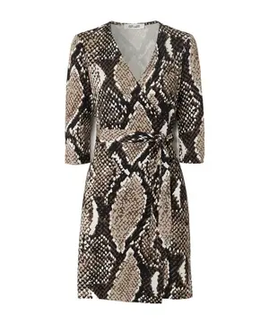 Diane Von Furstenberg Snake-print Wrap Dress - Brown