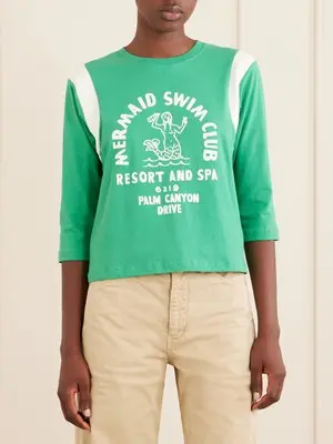 MOTHER Flocked Printed Cotton T-shirt