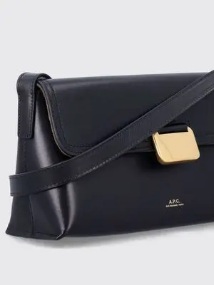 A.p.c. Logo Flap Shoulder Bag - Black