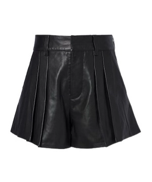 FRAME Pleated Leather Shorts