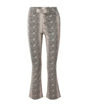 MOTHER Cropped Snake-print High-rise Flared Jeans - No