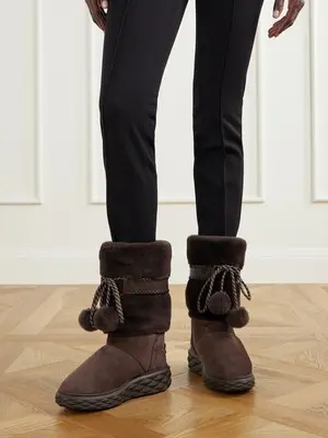 JIMMY CHOO Shearling-trimmed Suede Knee Boots - No