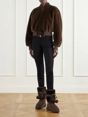 JIMMY CHOO Shearling-trimmed Suede Knee Boots - No