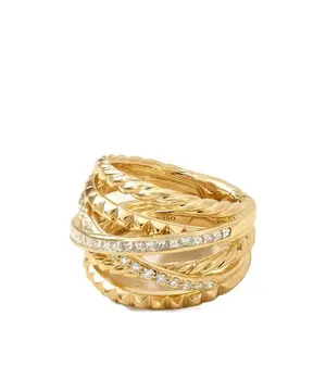 David Yurman Trio Six Row 18-karat Gold Diamond Ring - No