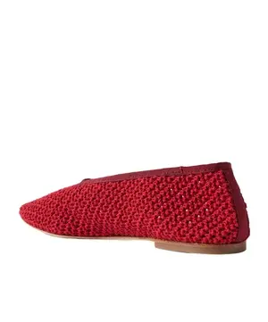 Staud Grosgrain-trimmed Crocheted Ballet Flats