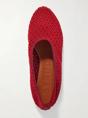 Staud Grosgrain-trimmed Crocheted Ballet Flats