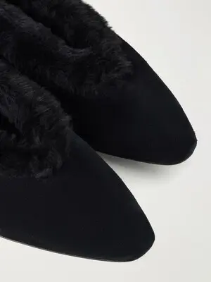 JIMMY CHOO Margot Shearling-trimmed Suede Ballet Flats
