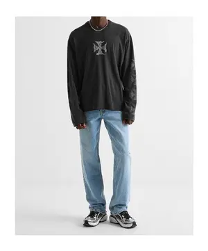 REPRESENT Washed Crew Neck Long Sleeve Tee