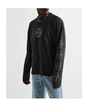 REPRESENT Washed Crew Neck Long Sleeve Tee