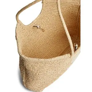 Tommy Hilfiger Beige Woven Straw Tote Bag
