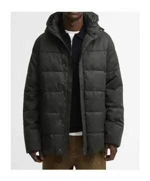 Barbour Olive Quilted Hooded Puffer Coat