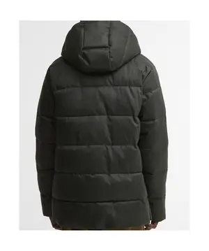 Barbour Olive Quilted Hooded Puffer Coat