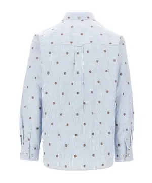 LES DEUX Kolton Stripe-pattern Basketball-embroidered Shirt