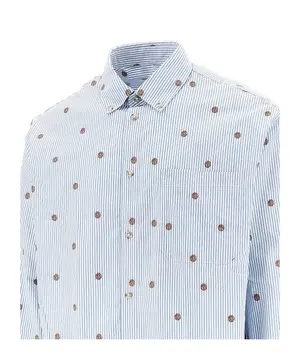 LES DEUX Kolton Stripe-pattern Basketball-embroidered Shirt