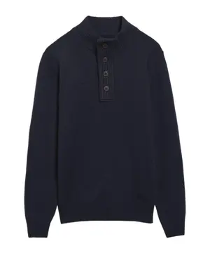 BARBOUR Button Mock Neck Knit Sweater