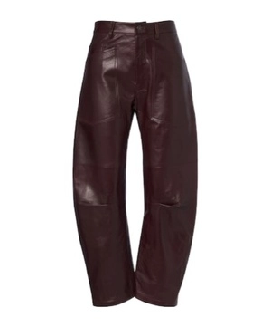 NILI LOTAN Leather Barrel-leg Pants