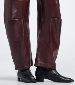 NILI LOTAN Leather Barrel-leg Pants