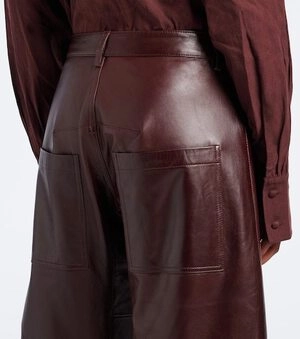 NILI LOTAN Leather Barrel-leg Pants