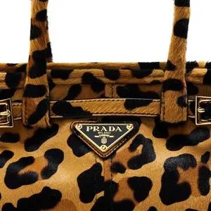 Prada Leopard Print Calf Hair Handbag - Brown