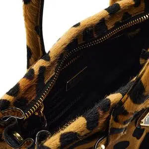 Prada Leopard Print Calf Hair Handbag - Brown
