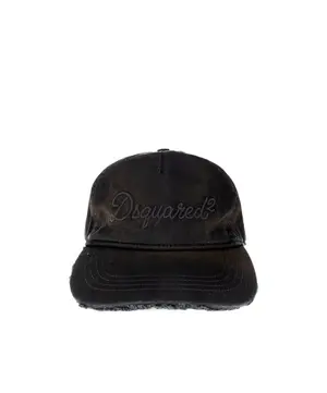 Dsquared2 Logo-embroidered Distressed Baseball Cap - Black