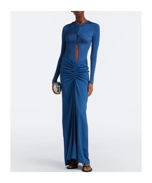 Christopher Esber Cutout Ruched Jersey Maxi Dress - Blue