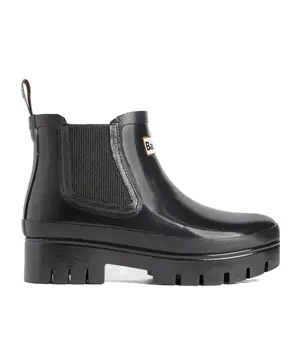 Barbour Glossy Side Elastic Thick Sole Short Rain Boot - Black