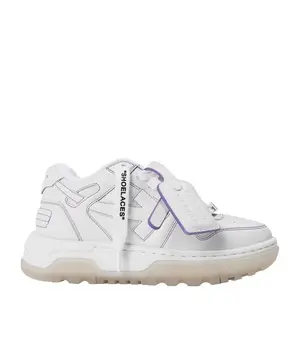 Off-White And Purple Color-block Thick Sole Sneaker - White