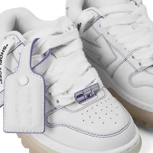 Off-White And Purple Color-block Thick Sole Sneaker - White
