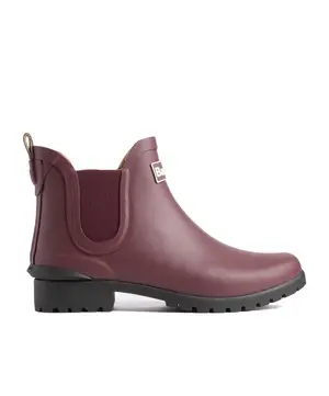 Barbour Burgundy Side Elastic Short Rain Boot - Brown