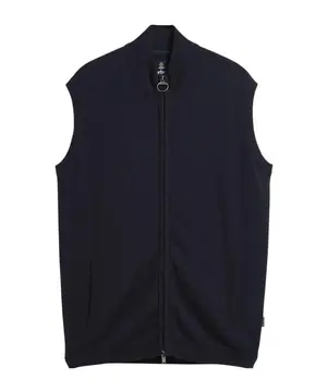 Barbour Zip-up Stand Collar Knit Vest - Navy