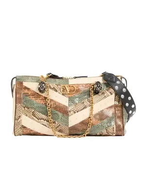 Valentino Garavani Medium Panthea Shoulder Bag In Exotic Leather With Chevron Pattern - No