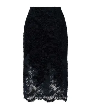 Ermanno Scervino Astrakhan-effect Velvet Midi Pencil Skirt With Embroidered Tulle Details - No