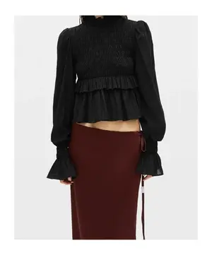 ANN DEMEULEMEESTER Smocked Ruffled Blouse