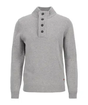 Barbour Button Mock Neck Knit Sweater - Gray